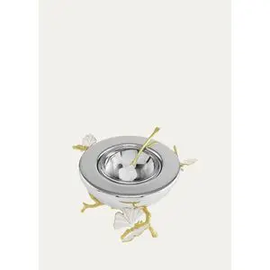 Michael Aram Butterfly Ginkgo Gold Caviar Dish With Spoon