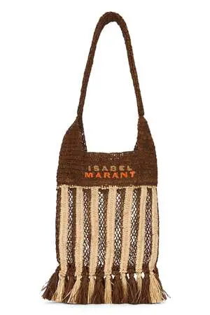 Isabel Marant Étoile Raffia Tote Handbag With Fringe Detail