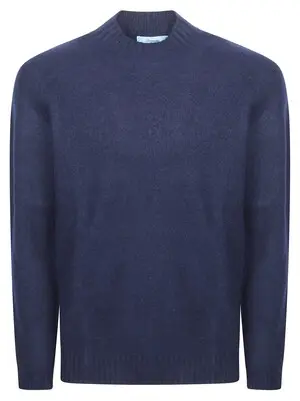 DRUMOHR Wool Ribbed Tubular Knit Crewneck Sweater - Blu
