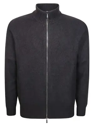 DRUMOHR Zip-up Merino Wool Cardigan With Tubico Garzato Finish - Marrone