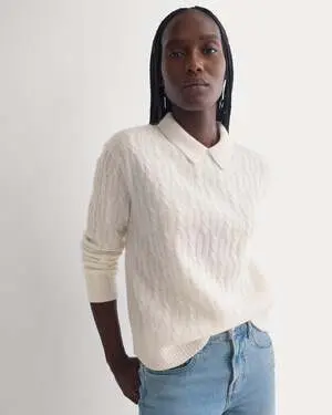 Everlane Cable-knit Polo Sweater, Luxe Merino Wool - Bone