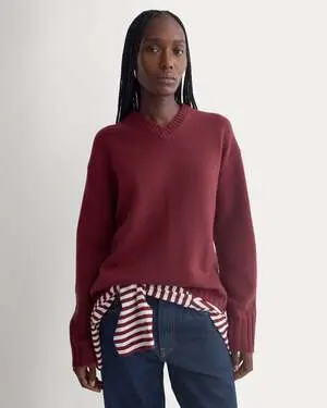 Everlane V-neck Sweater, Extrafine Luxe Merino Wool - Cabernet