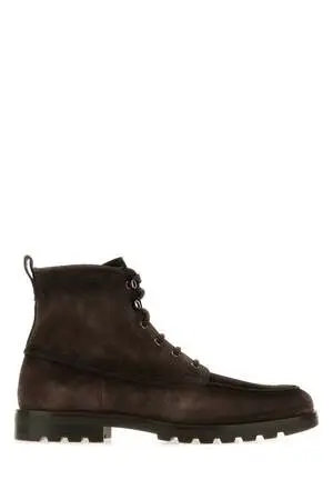Santoni Dark Suede Flair Ankle Boots
