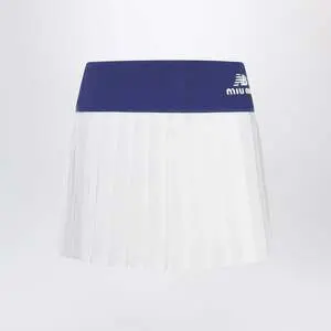 MIU MIU X NEW BALANCE Tennis-inspired Stretch Pleated Mini Skirt With Logo Elastic Waist - Multicolor