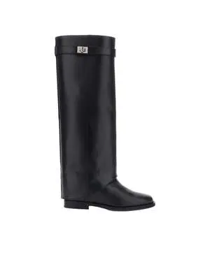 VIA ROMA 15 Tall Leather Riding Boot With Buckle Detail - Nero