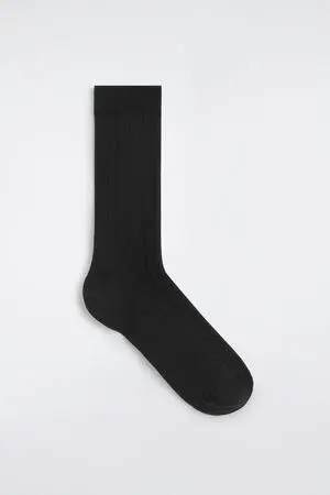 Cos Ribbed-knit Mercerized Cotton Socks
