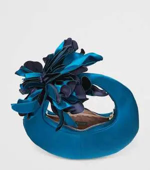 JIMMY CHOO Satin Flower Shoulder Bag - Blue