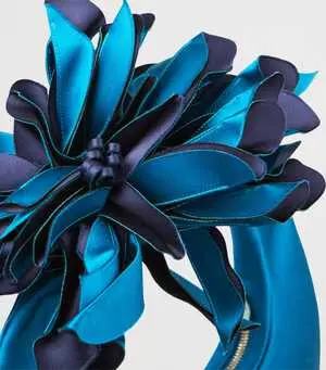 JIMMY CHOO Satin Flower Shoulder Bag - Blue