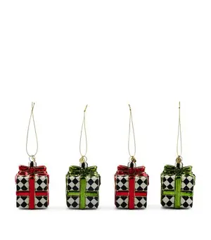MACKENZIE-CHILDS Glass Present Tree Decorations - Red