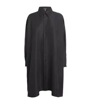 Eskandar Silk Plissé Wide A-line Shirt - Brown