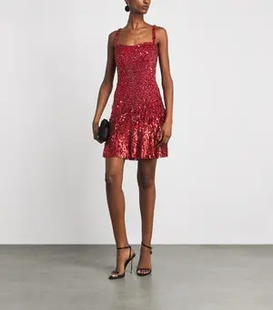 Jenny Packham Embellished Nima Mini Dress - Red