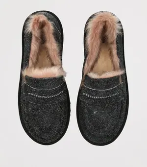 UGG Textured Suede Ellis Loafers - Black