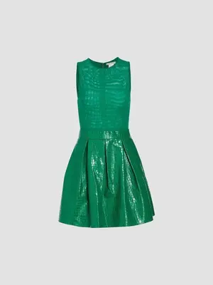 Alice + Olivia Chara Croc-embossed Minidress