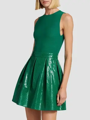 Alice + Olivia Chara Croc-embossed Minidress