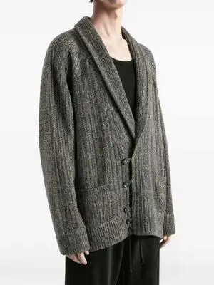 ZIGGY CHEN Ribbed-knit Shawl-collar Cardigan - Grey
