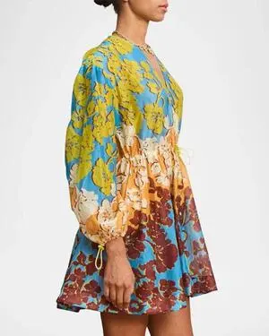 ALEMAIS Splice Cotton-silk Mini Dress