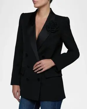 L & APOS;AGENCE Cambrie Oversized Blazer With Boutonniere