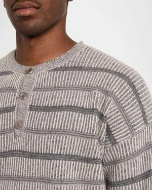 THE ELDER STATESMAN Apos;s Nimbus Striped Textured Cashmere-cotton Henley