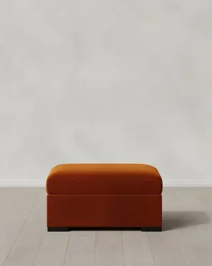 Quince Stillman Ottoman In Performance Velvet Rust