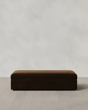 Quince Sierra Coffee Ottoman In Performance Velvet Java