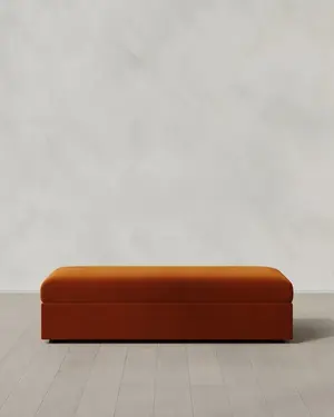 Quince Sierra Coffee Ottoman In Performance Velvet Rust