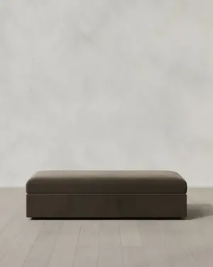 Quince Sierra Coffee Ottoman In Performance Velvet Sable