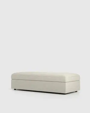 Quince Sierra Coffee Ottoman In Performance Basketweave - Ivory