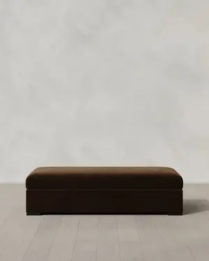 Quince Stillman Coffee Ottoman In Performance Velvet - Java