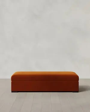 Quince Stillman Coffee Ottoman In Performance Velvet - Rust