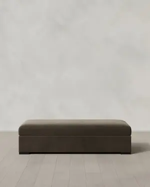 Quince Stillman Coffee Ottoman In Performance Velvet - Sable