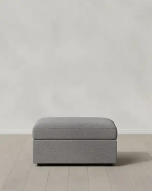 Quince Sierra Ottoman In Performance Basketweave - Ash