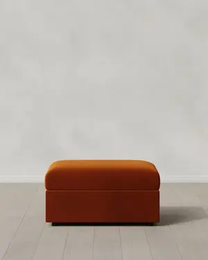 Quince Sierra Ottoman In Performance Velvet - Rust