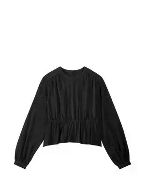 FUTURE CLASSICS Gathered Dobby-stripe Blouse