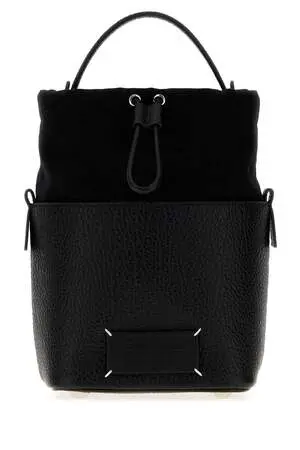 MAISON MARGIELA Maison Margiela Women Black Leather And Fabric Small 5Ac Bucket Bag
