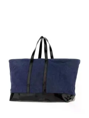 Gimaguas Big Canvas Leather-trim Tote Bag - Blue