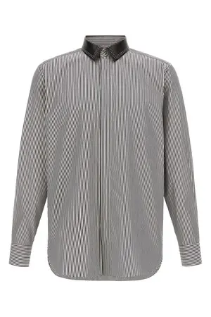 TOM FORD Striped Shirt With Detachable Collar - White/black