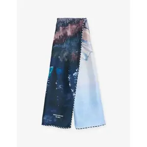 Max Mara Printed Silk-twill Scarf - Medium Grey