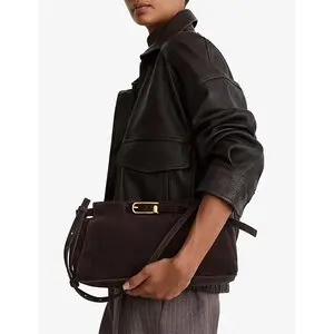 REISS Oriana Belted Suede Shoulder Bag