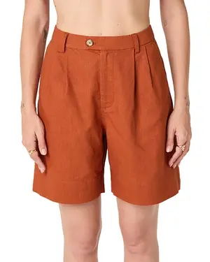 Astr The Label Koda High Rise Shorts - Rust