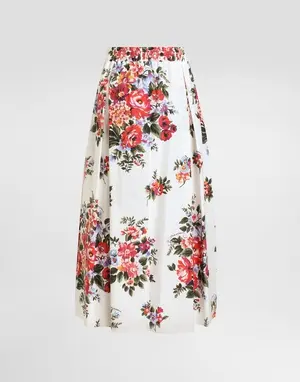 Dolce & Gabbana Flower Bouquet-print Skirt With Pleats