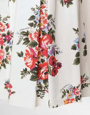 Dolce & Gabbana Flower Bouquet-print Skirt With Pleats