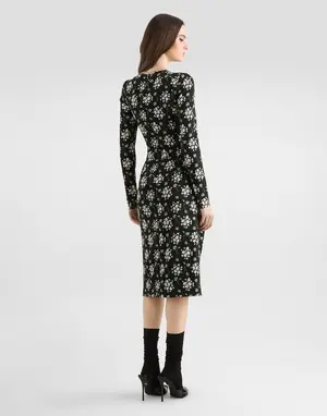 Dolce & Gabbana Geranium Bouquets-print Charmeuse Dress