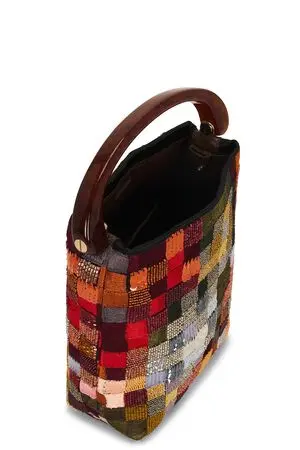 Dries Van Noten Small Embroidered Resin Handle Crossbody Bag In Brown