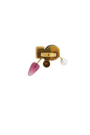 Dries Van Noten Handmade Glass Disc Shell Paste Ring In Brown