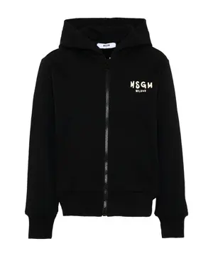 MSGM Logo-print Zip-up Hoodie - Black