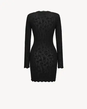 Saint Laurent Mini Dress In Floral Mesh Knit
