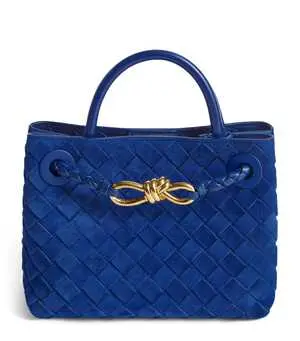 Bottega Veneta Mini Suede Andiamo Top-handle Bag - Blue