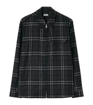 Burberry Wool-cashmere Check Overshirt - Grey