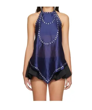 Gimaguas Belle Jewel Embellished Halter Top - Blue