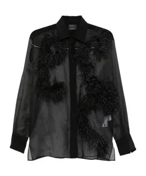 Antonelli Firenze Feather-trimmed Shirt - Black